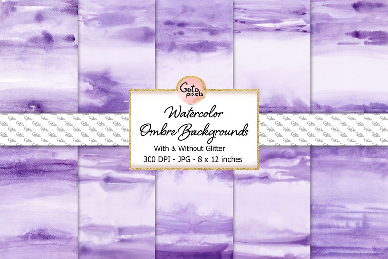 Purple Watercolor Ombre Digital Paper Digital Paper - Etsy