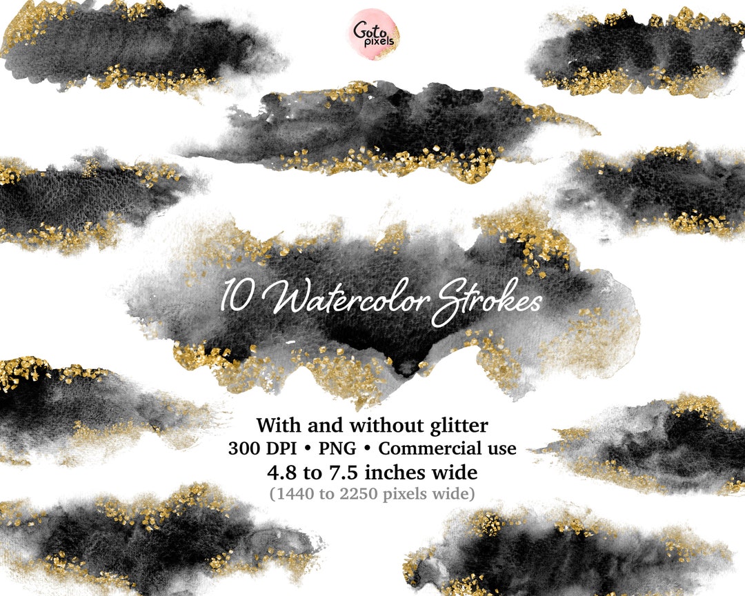 Black Watercolor Brush Strokes, Black Watercolor Clipart Splash Clipart ...
