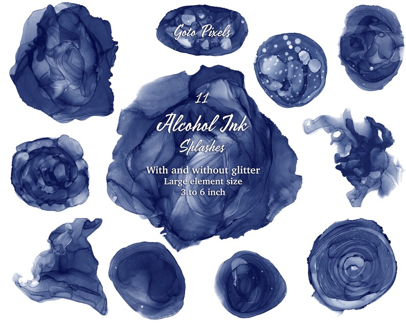Indigo Watercolor Logo Background: Alcohol Ink Clipart (digital ...