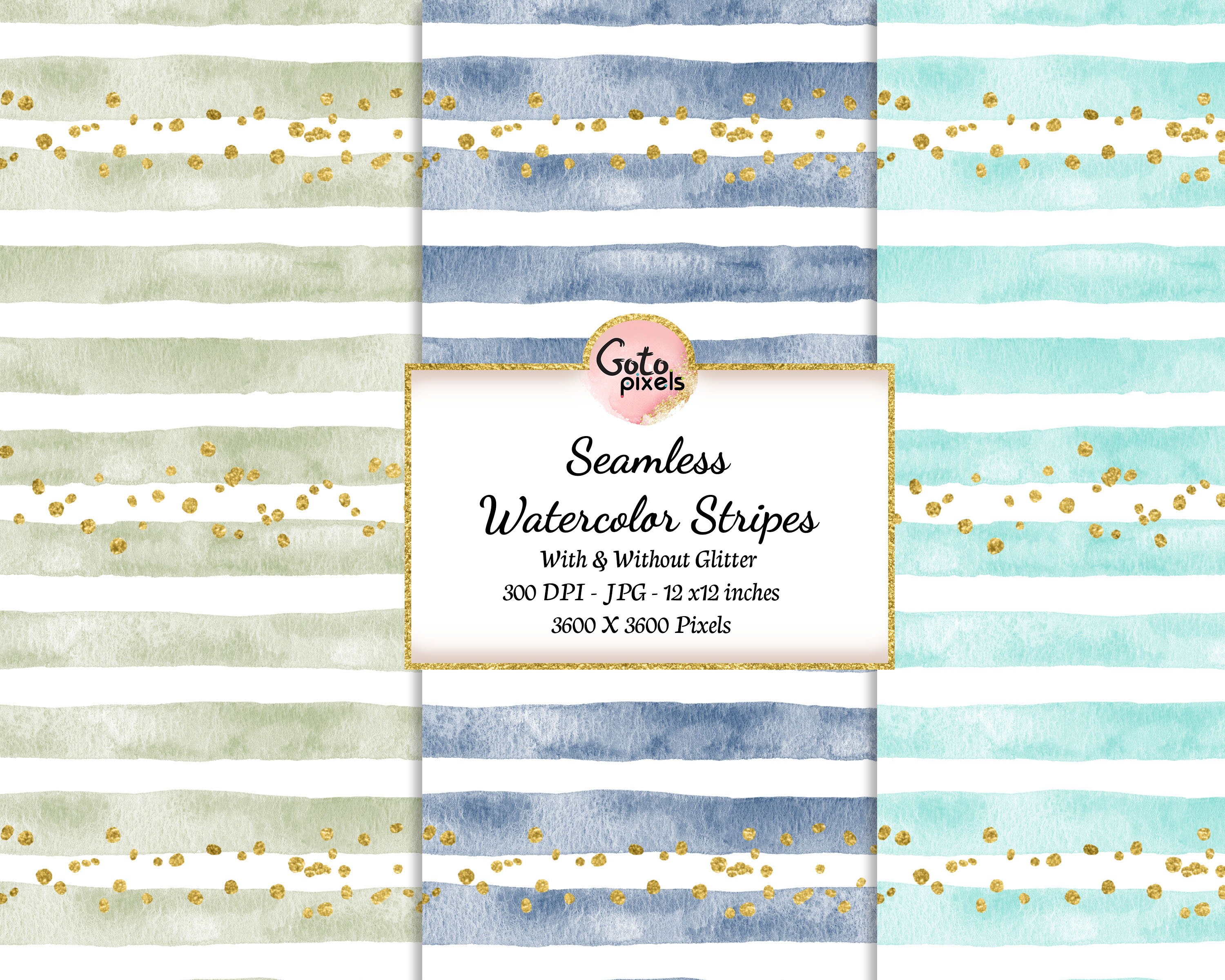 Watercolor Stripes Seamless Pattern: Pastel Digital Paper (digital ...