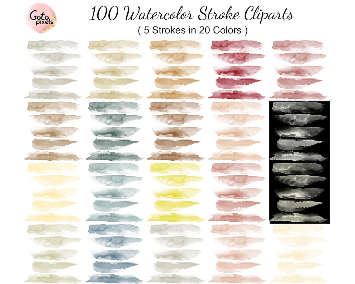 Earth Watercolor Brush Strokes Clipart Earth and Gold - Etsy