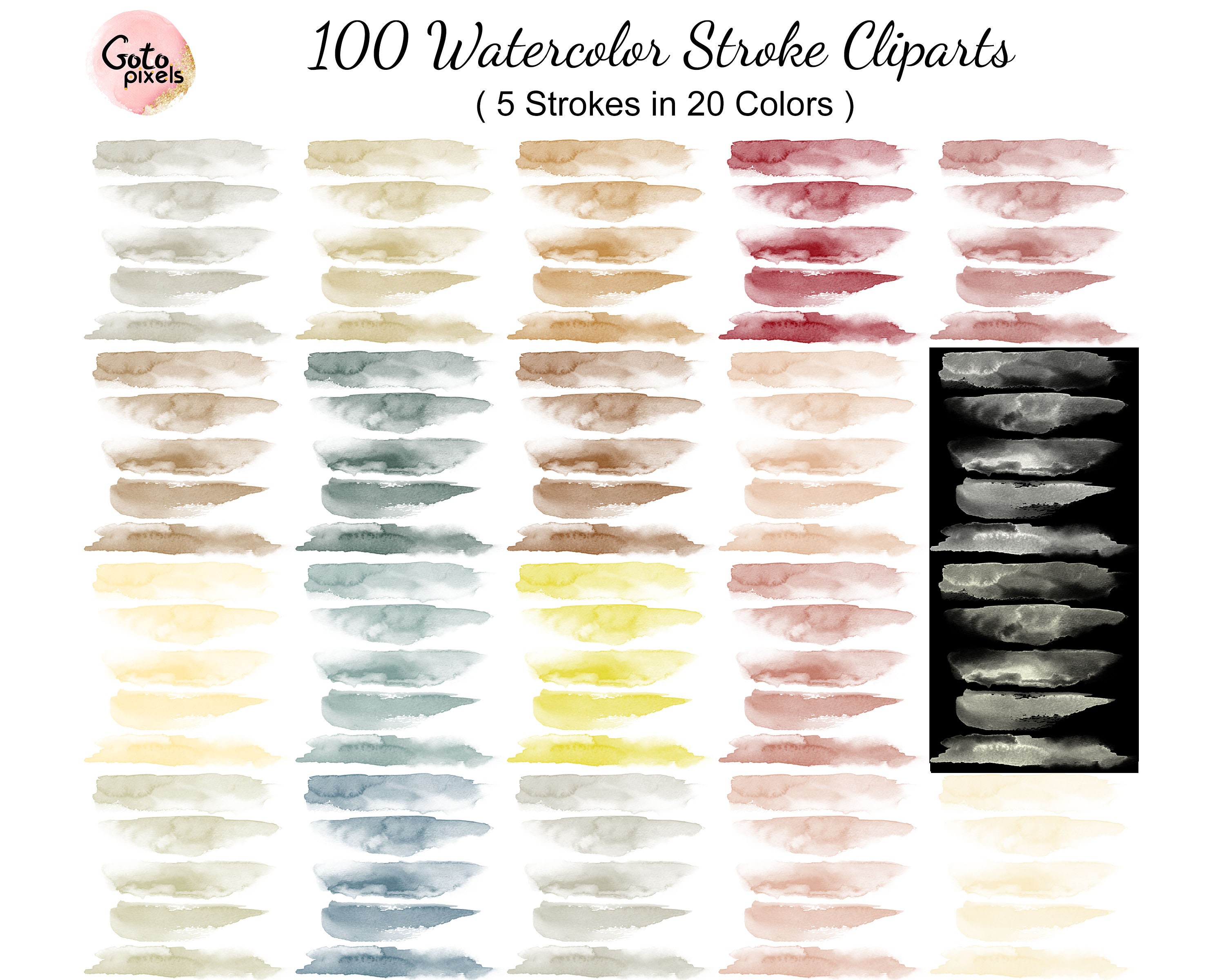 Earth Watercolor Brush Strokes Clipart Earth and Gold - Etsy