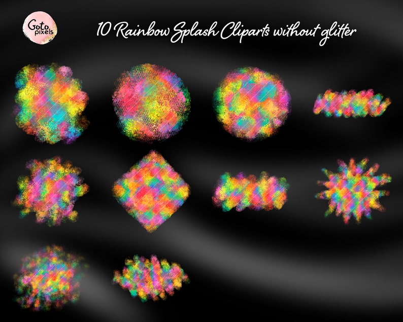 Rainbow Watercolor Splash Clipart Splashes and Splotches | Etsy