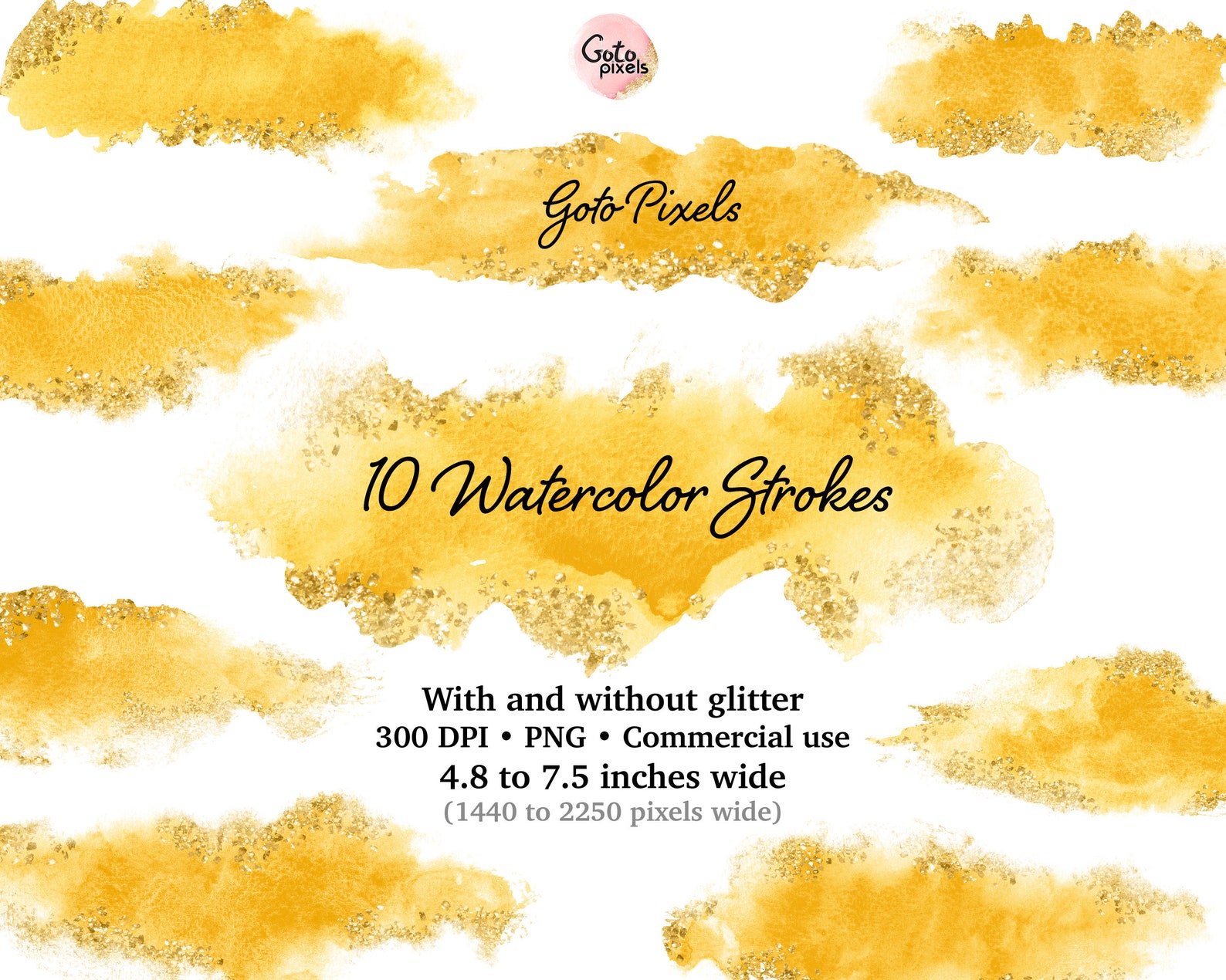 Yellow Watercolor Brush Strokesyellow Watercolor | Etsy