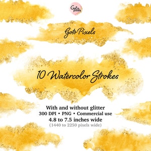Yellow Watercolor Brush Strokes,yellow Watercolor Clipart,splash ...