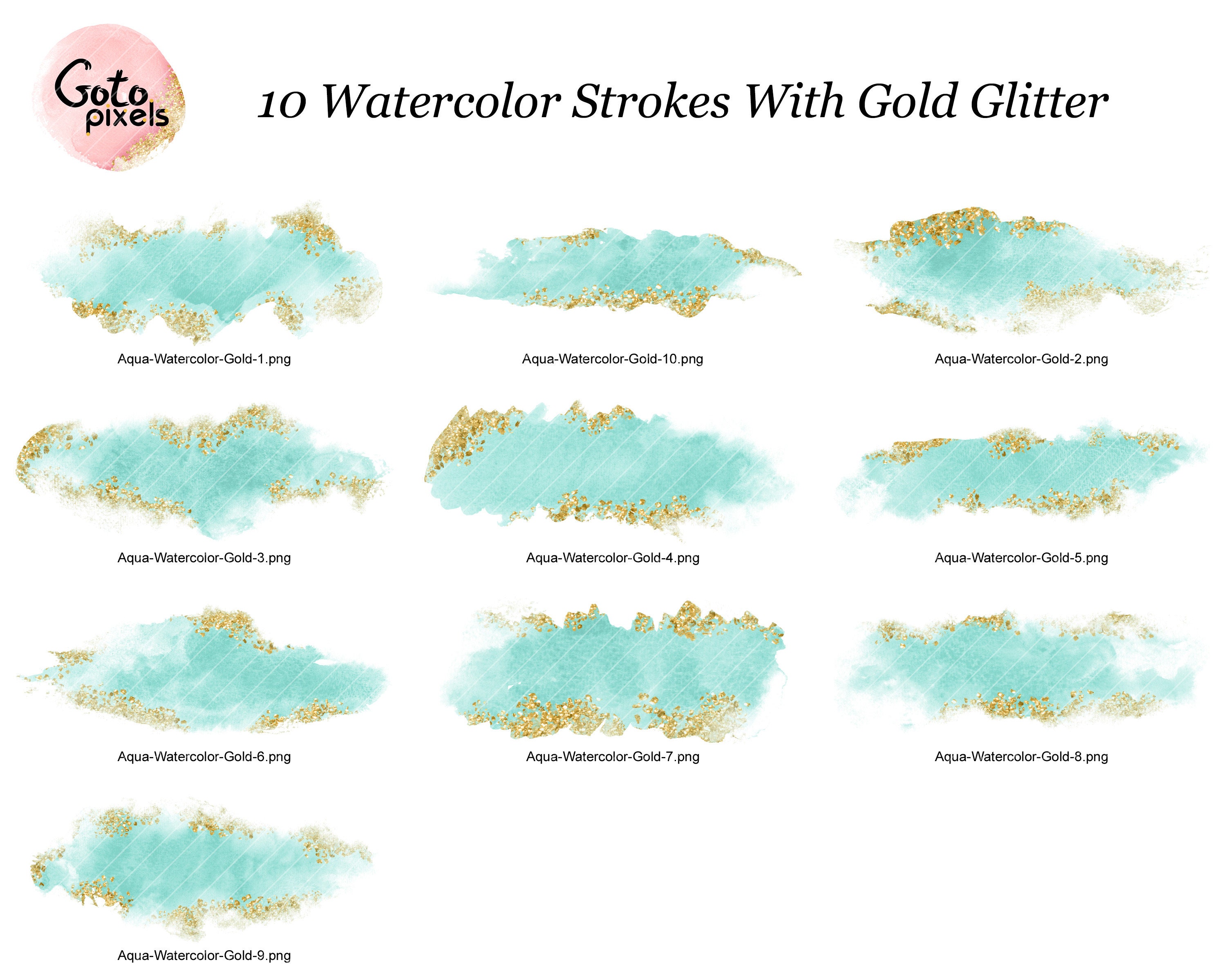 Aqua Watercolor Brush Strokes Aqua Watercolor Clipart Splash - Etsy