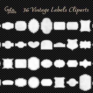 Digital White Labels and Tags, Vintage Labels, Old Label Frames Clipart ...