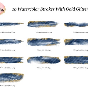 Navy Watercolor Brush Strokes, Navy Watercolor Clipart, Splash Clipart ...
