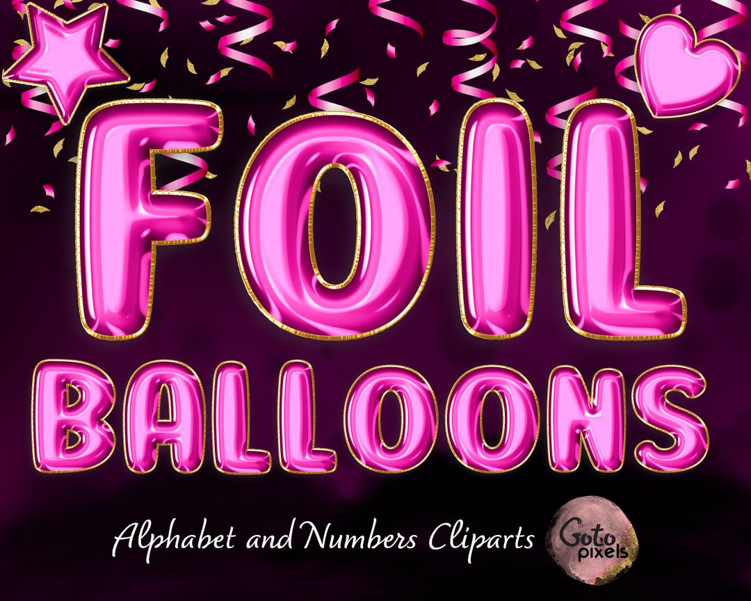 Pink Foil Balloon Alphabet Clip Art Digital Instant Download Graphics ...