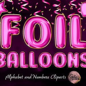 Pink Foil Balloon Alphabet Clip Art Digital Instant Download Graphics ...