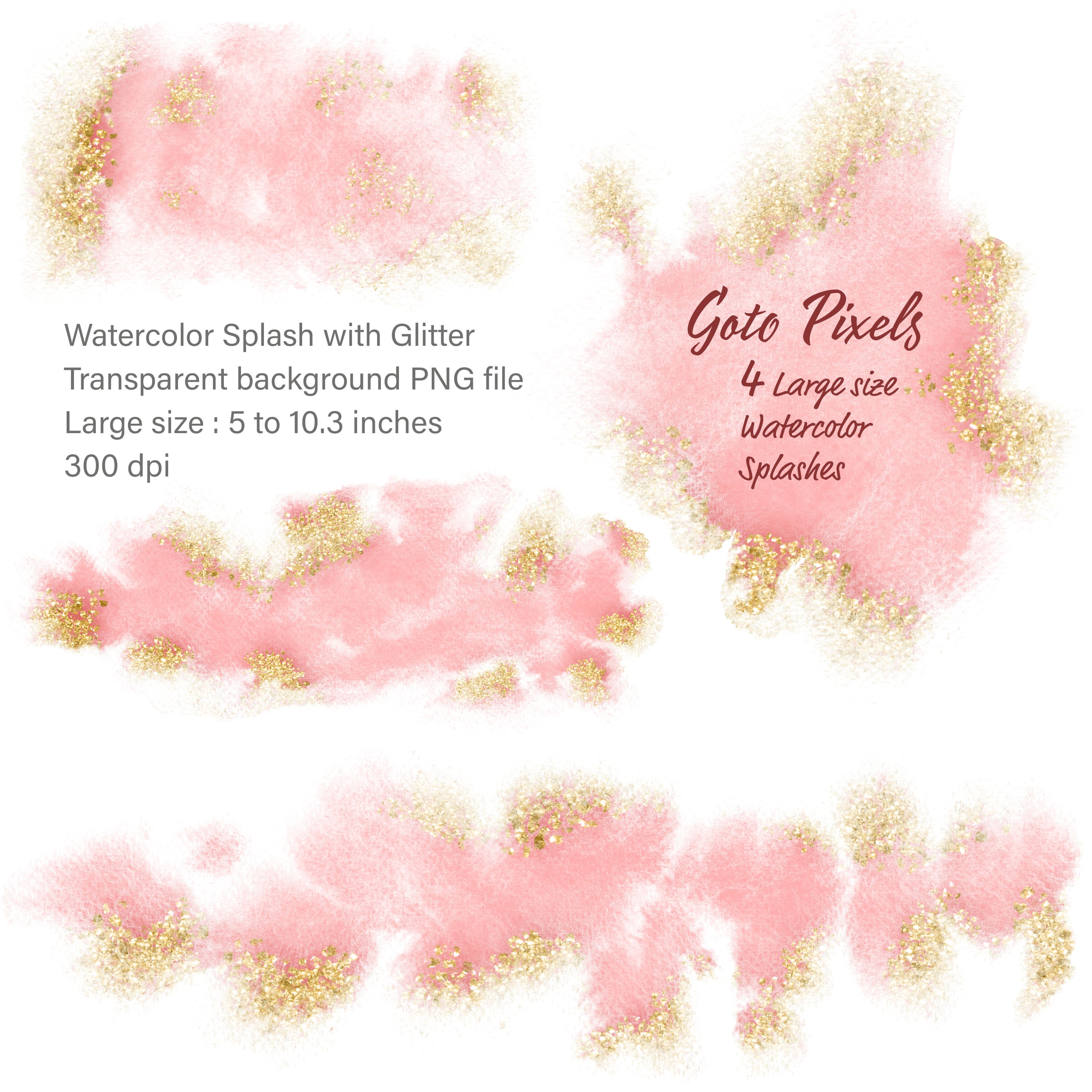 Pink Watercolor Splash Splashes and Splotches Clip Art | Etsy