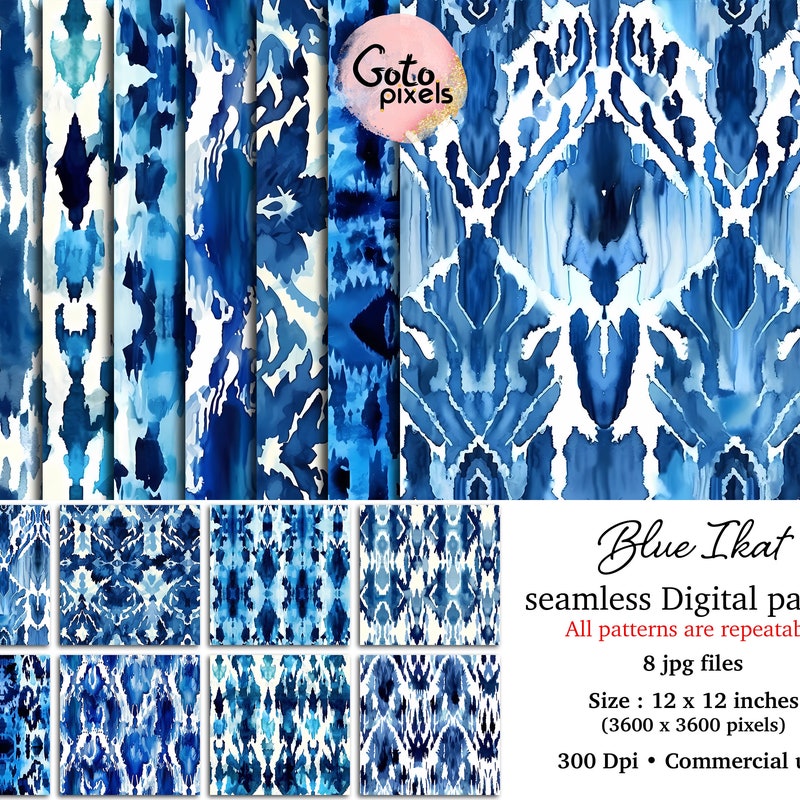 Ikat Digital Paper - Etsy