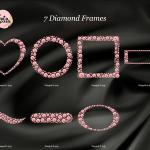 Rosegold Diamond Frame Clipart, Rose Gold Diamond Borders Overlay ...