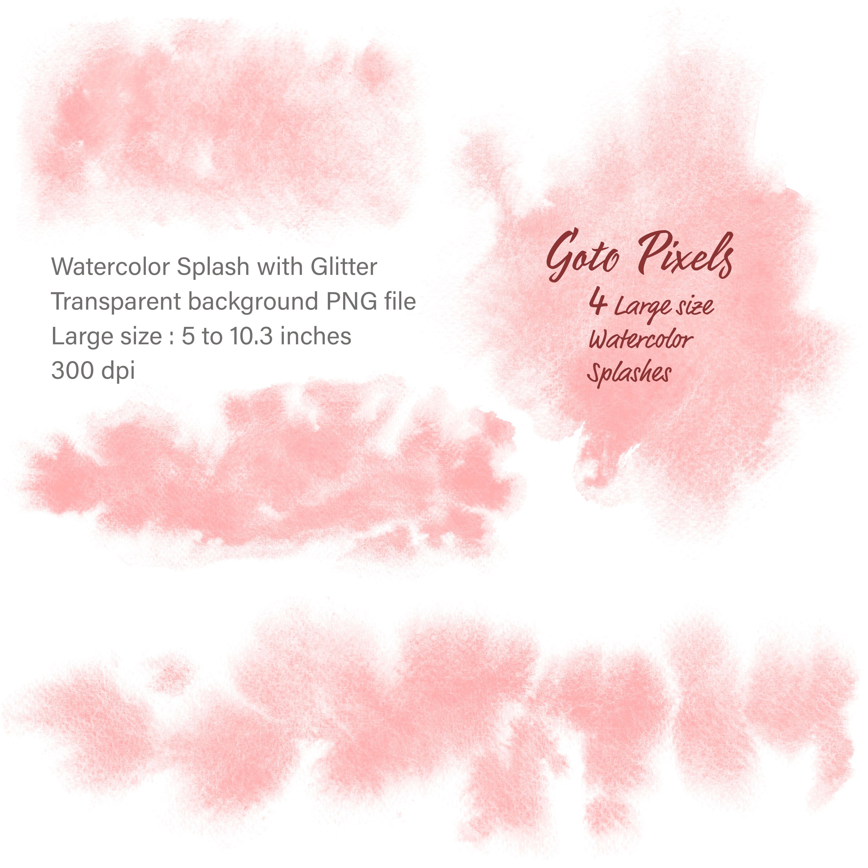 Pink Watercolor Splash Splashes and Splotches Clip Art | Etsy