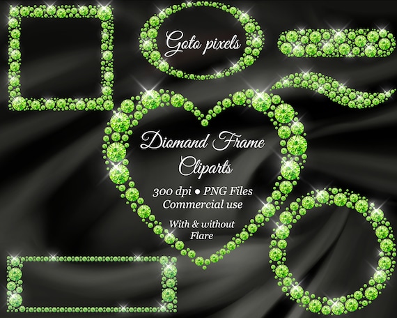 Emerald Diamond Frame Clipart Green Diamond Borders Overlay | Etsy