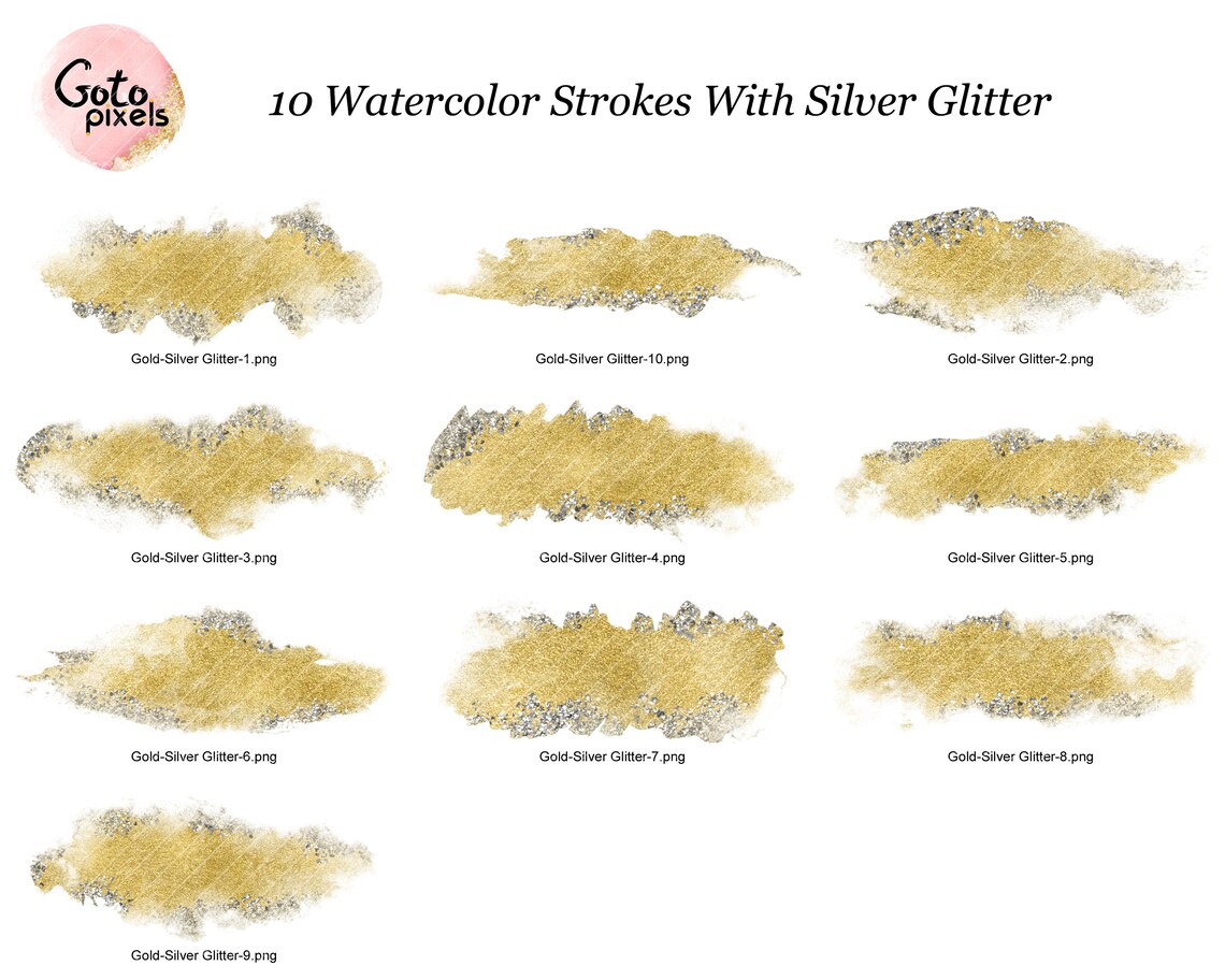 Gold Watercolor Brush Strokes Gold Watercolor Clipart Splash - Etsy