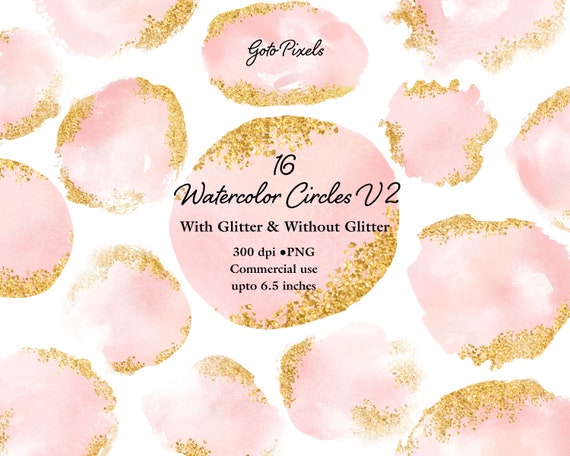 Pink Watercolor Glitter Circles Watercolor Circles for Logo | Etsy