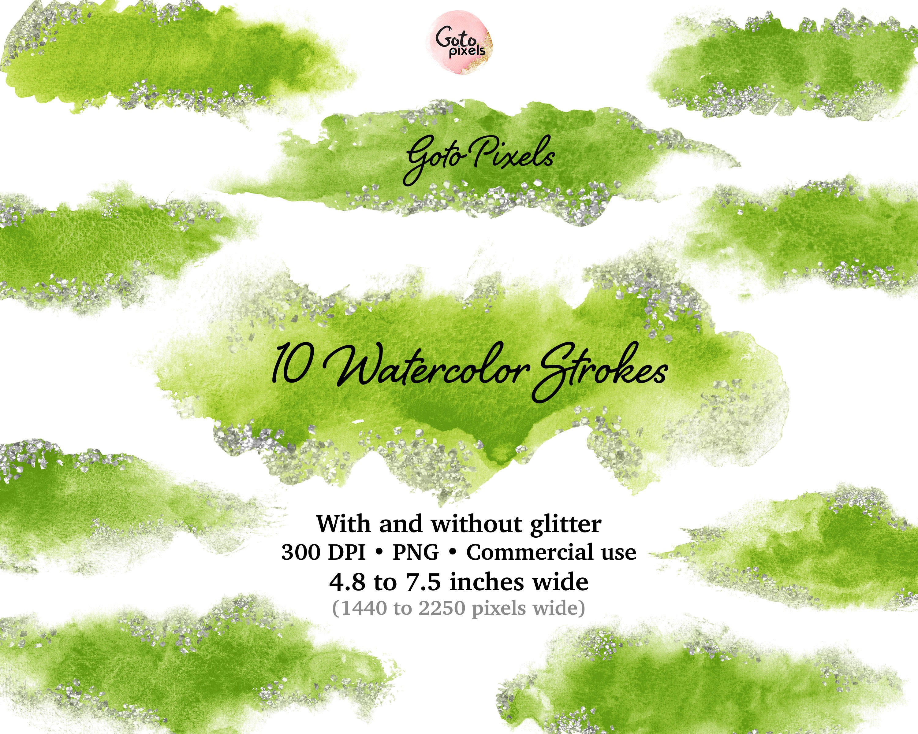 Lime Green Watercolor Brush Strokes Green Watercolor Clipart - Etsy