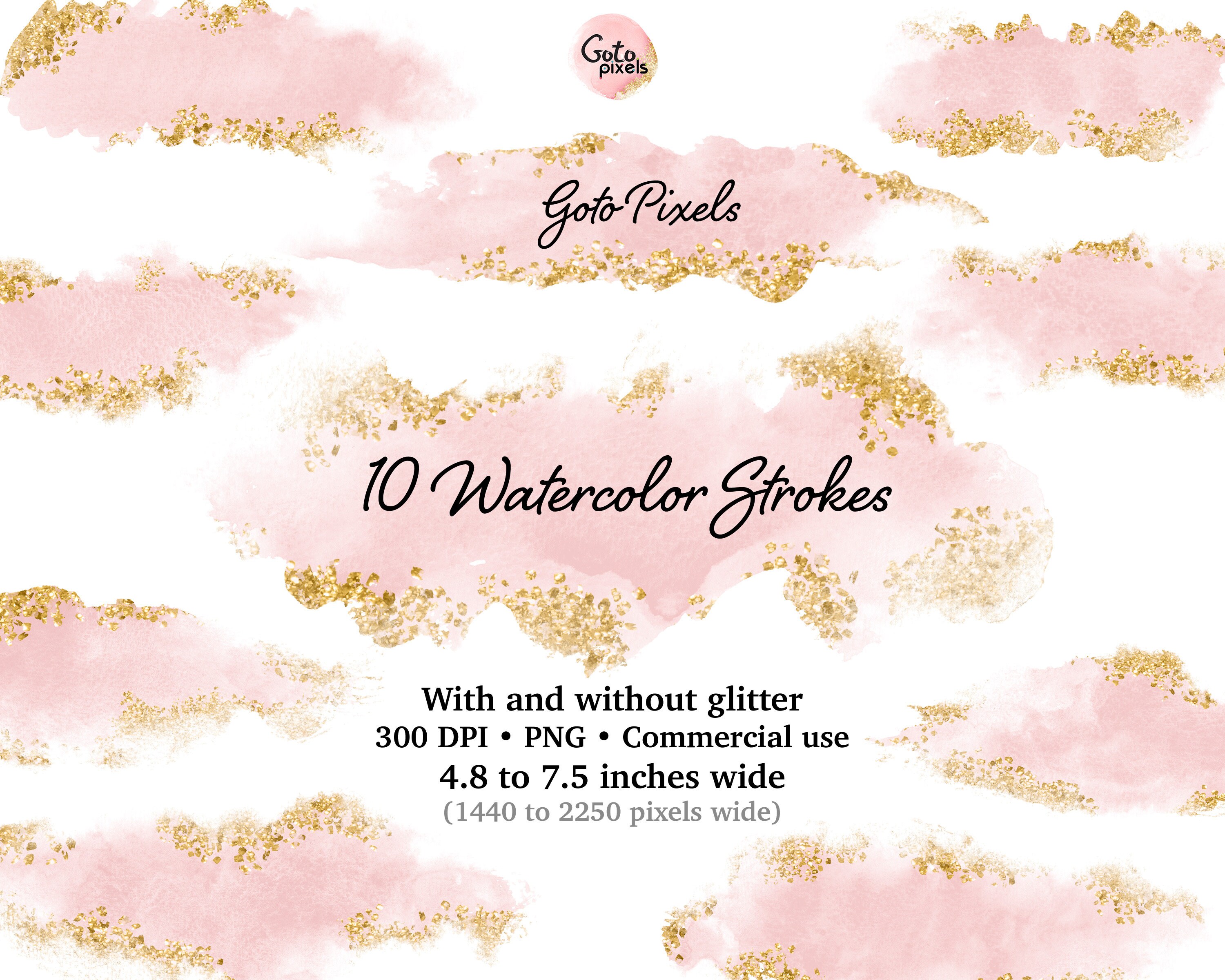 Pink Watercolor Brush Strokes Pink Watercolor Clipart Splash - Etsy