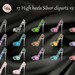 Diamond Shoe With Silver Digital File Diamond High Heels Png Digital ...