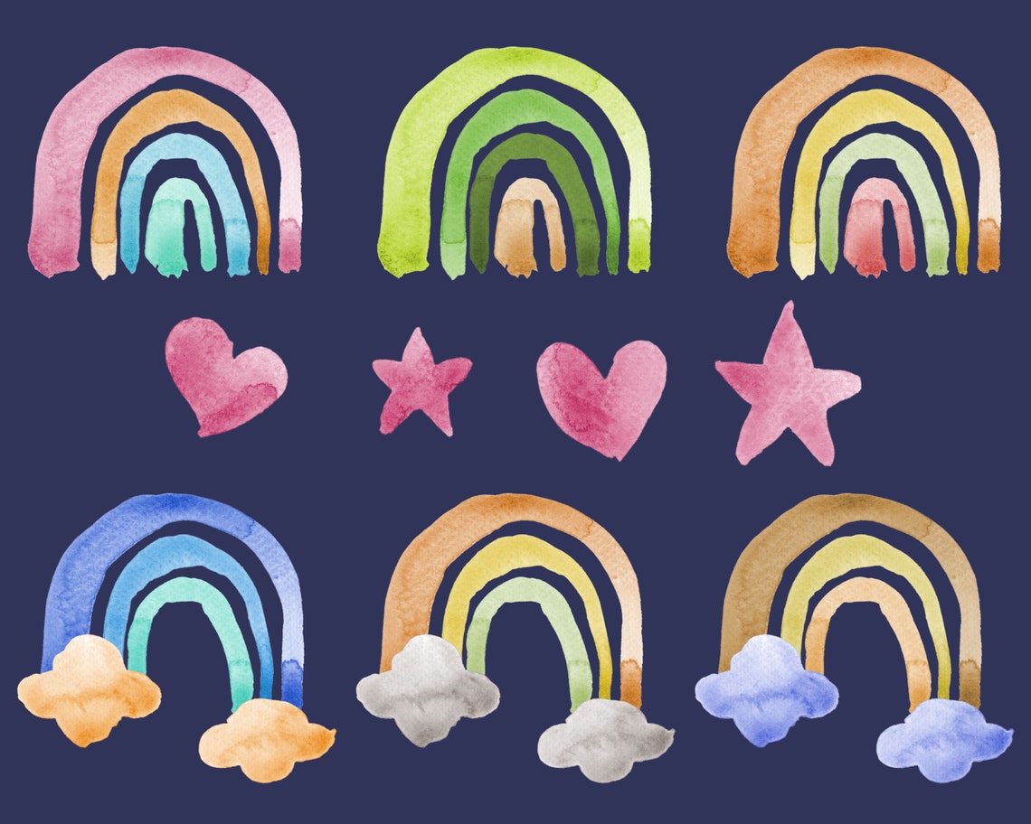 Watercolor Rainbow Clip Art Nursery Decor Rainbow Clipart - Etsy