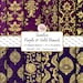 Purple and Gold Damask Digital Paper: Seamless Scrapbook Patterns ...