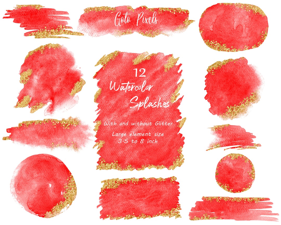 Red Watercolor Glitter Clipart | Splashes and Splotches Clip Art ...