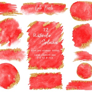 Red Watercolor Glitter Clipart | Splashes and Splotches Clip Art ...