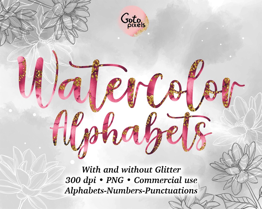 Pink Watercolor Alphabet Clipart, Watercolor Letters Clipart ...