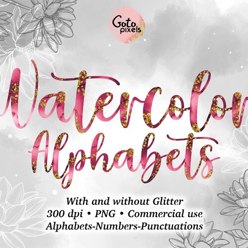 Pink Watercolor Alphabet Clipart Watercolor Letters Clipart - Etsy