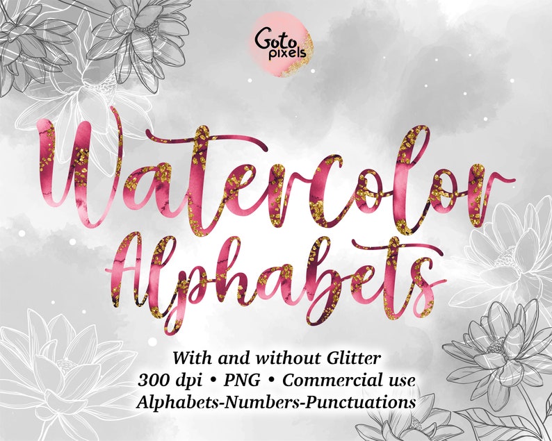 Pink Watercolor Alphabet Clipart Watercolor Letters Clipart - Etsy