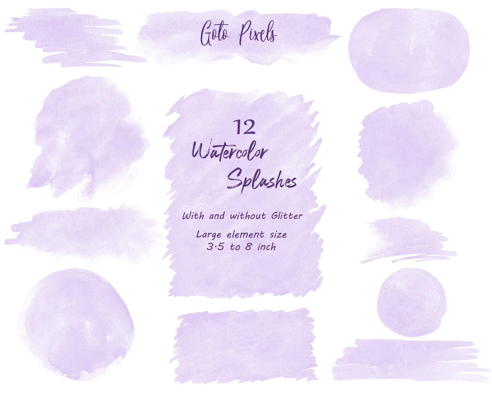 Purple Watercolor Glitter Clipart: Splashes & Splotches (digital PNG ...