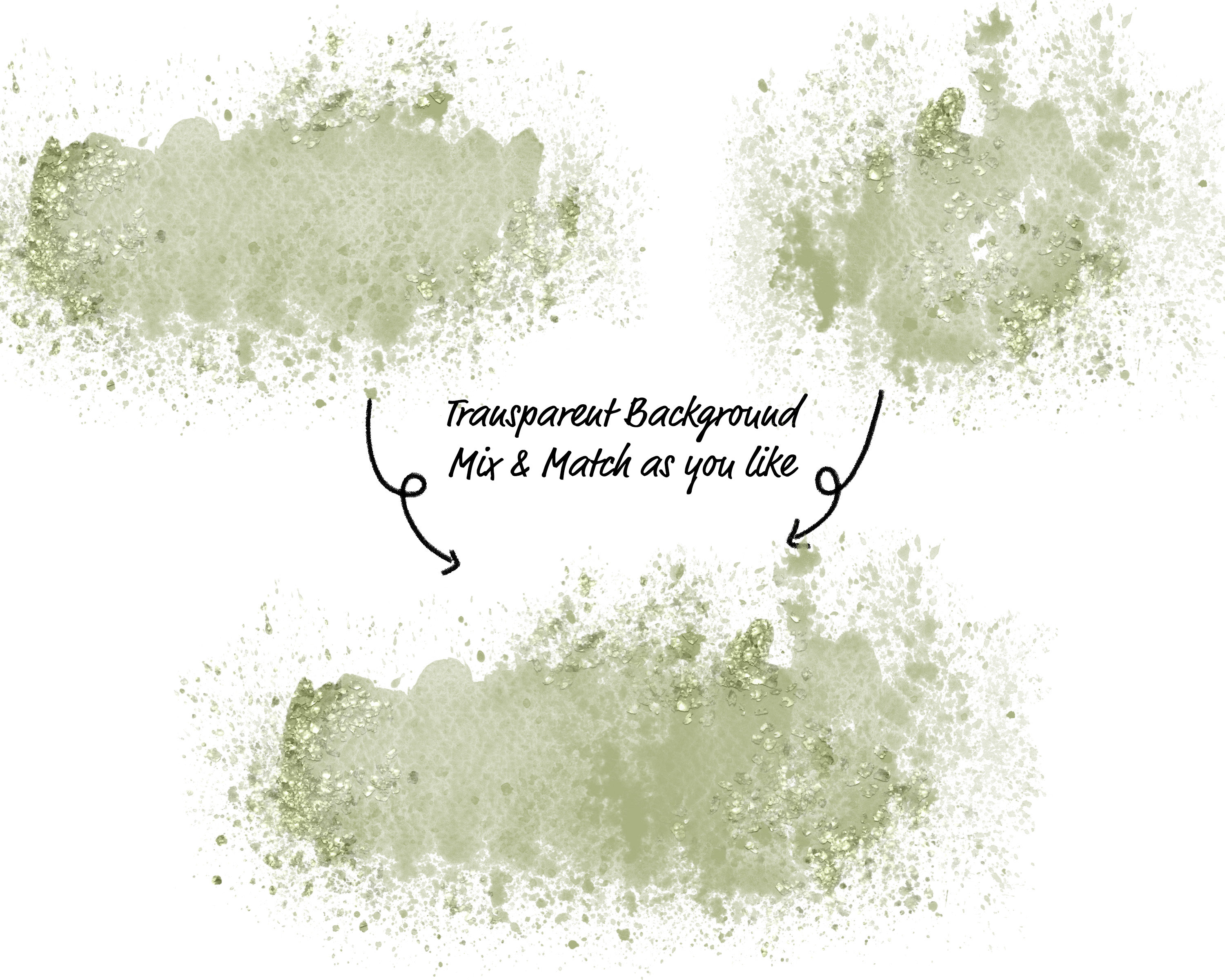 Green Watercolor Glitter Clipart Splashes and Splotches Clip | Etsy