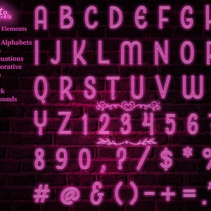 Neon Letters Clipart, Pink Neon Alphabet Clipart, Digital Neon Font ...