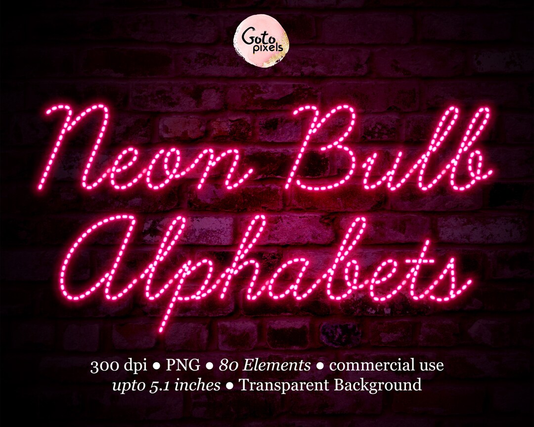 Pink Neon Alphabet Clipart, Neon Letters Clipart, Digital Neon Font ...