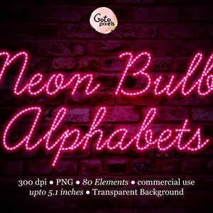 Pink Neon Alphabet Clipart, Neon Letters Clipart, Digital Neon Font ...