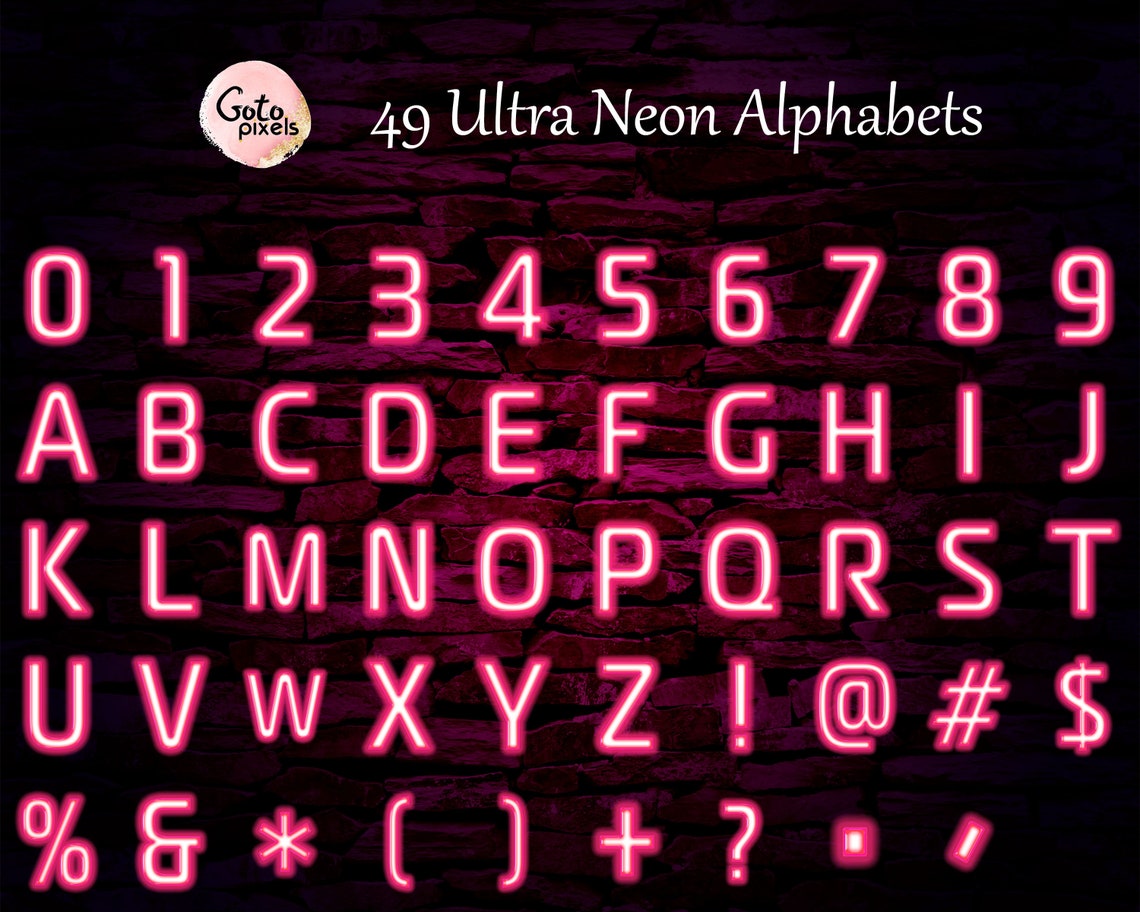 Pink Neon Alphabet Clipart Neon Letters Clipart Digital Neon - Etsy
