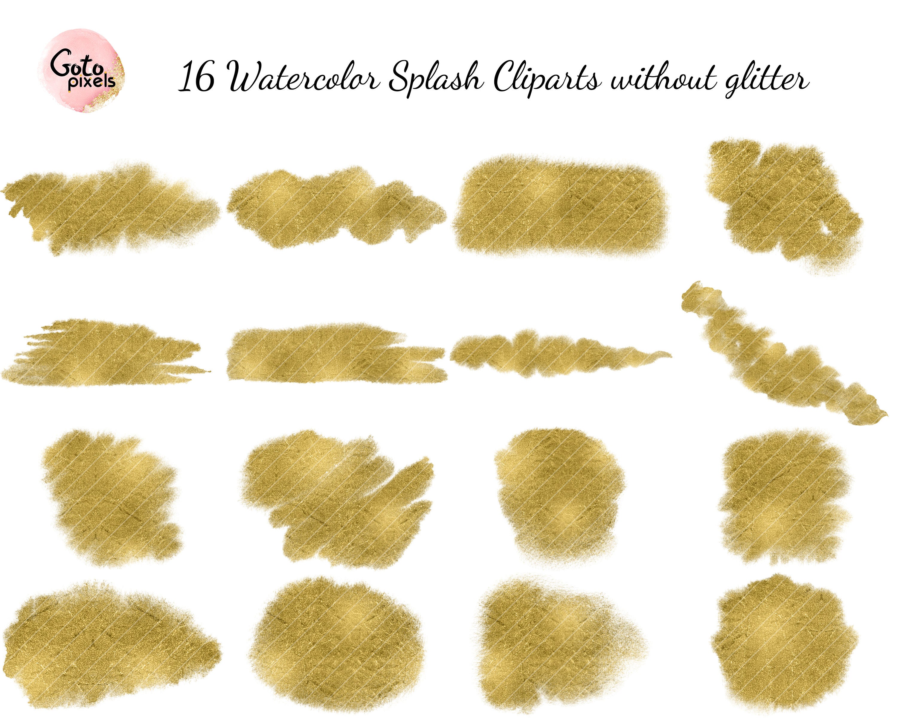 Gold Watercolor Glitter Clipart Splashes and Splotches Clip | Etsy