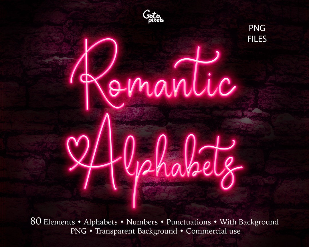 Neon Letters Clipart, Pink Neon Alphabet Clipart, Digital Neon Font ...