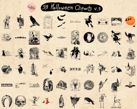 Vintage Black And White Halloween Clipart