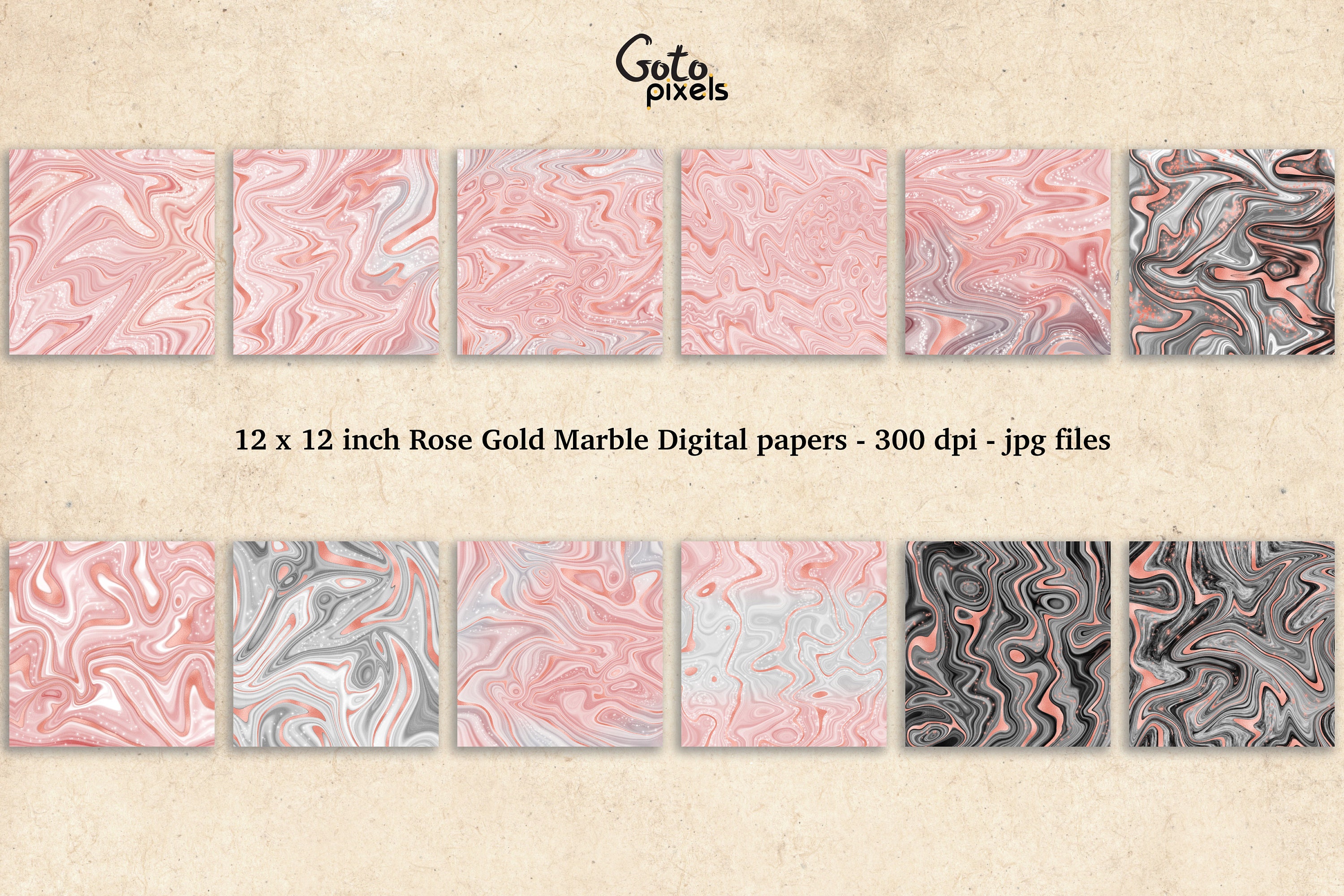 Pink and Rose Gold Digital Paper Rosegold Vein Marble Digital - Etsy