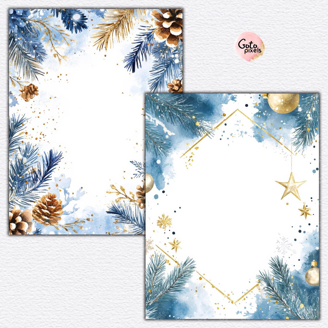 Christmas Invitation Background: Blue & Gold Winter Wedding (digital ...