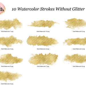 Gold Watercolor Brush Strokes, Gold Watercolor Clipart, Splash Clipart ...