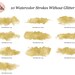 Gold Watercolor Brush Strokes, Gold Watercolor Clipart, Splash Clipart ...