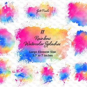 Rainbow Watercolor Splash Clipart | Splashes and Splotches Clip Art ...