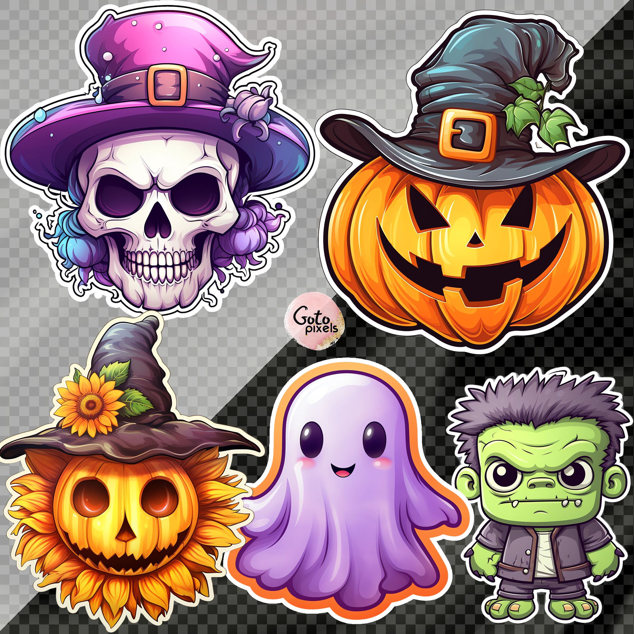 Halloween Sticker Pack Digital Stickers Pack, Halloween Sticker Bundle ...