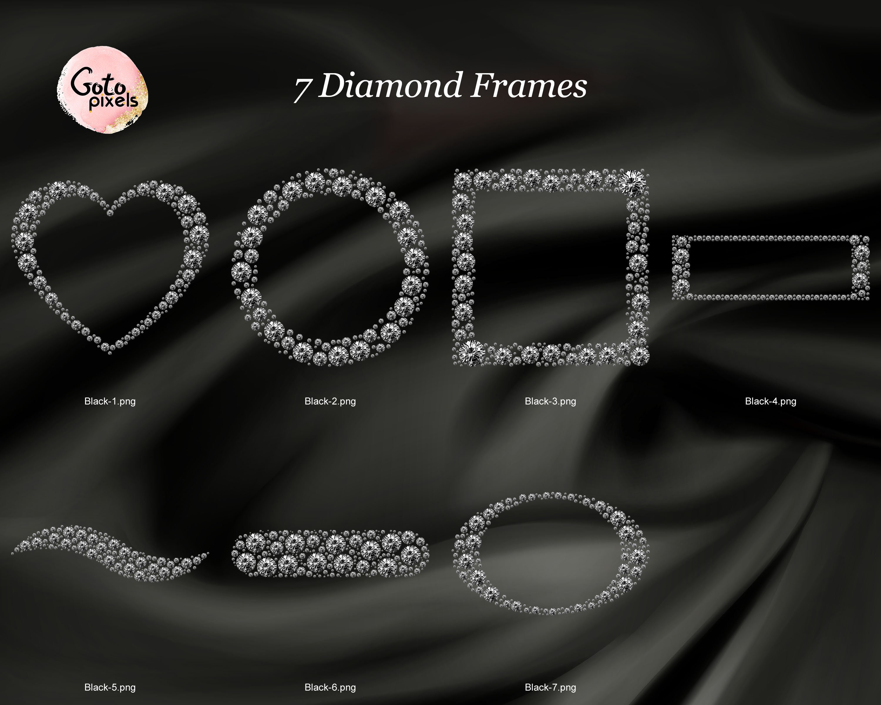 Black Diamond Frame Clipart Black Diamond Borders Overlay - Etsy Australia
