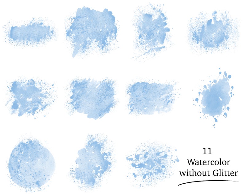 Blue Watercolor Glitter Clipart Splashes and Splotches Clip - Etsy