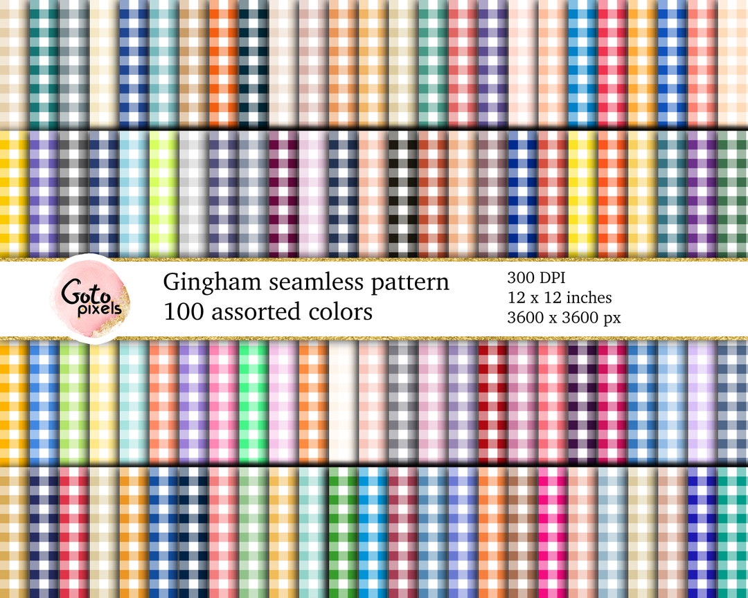 100 Gingham Digital Paper Assorted Colors Small Horizontal - Etsy