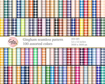 Small Gingham Digital Paper 100 Rainbow Colors Small Horizontal ...